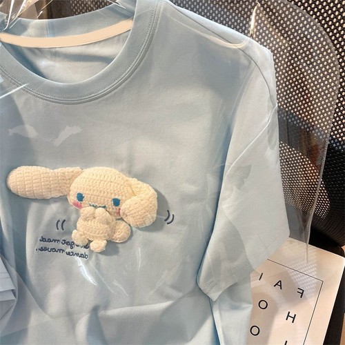NEW Cotton cute blue Cinnamoroll short sleeved loose preppy T-shirt top ...