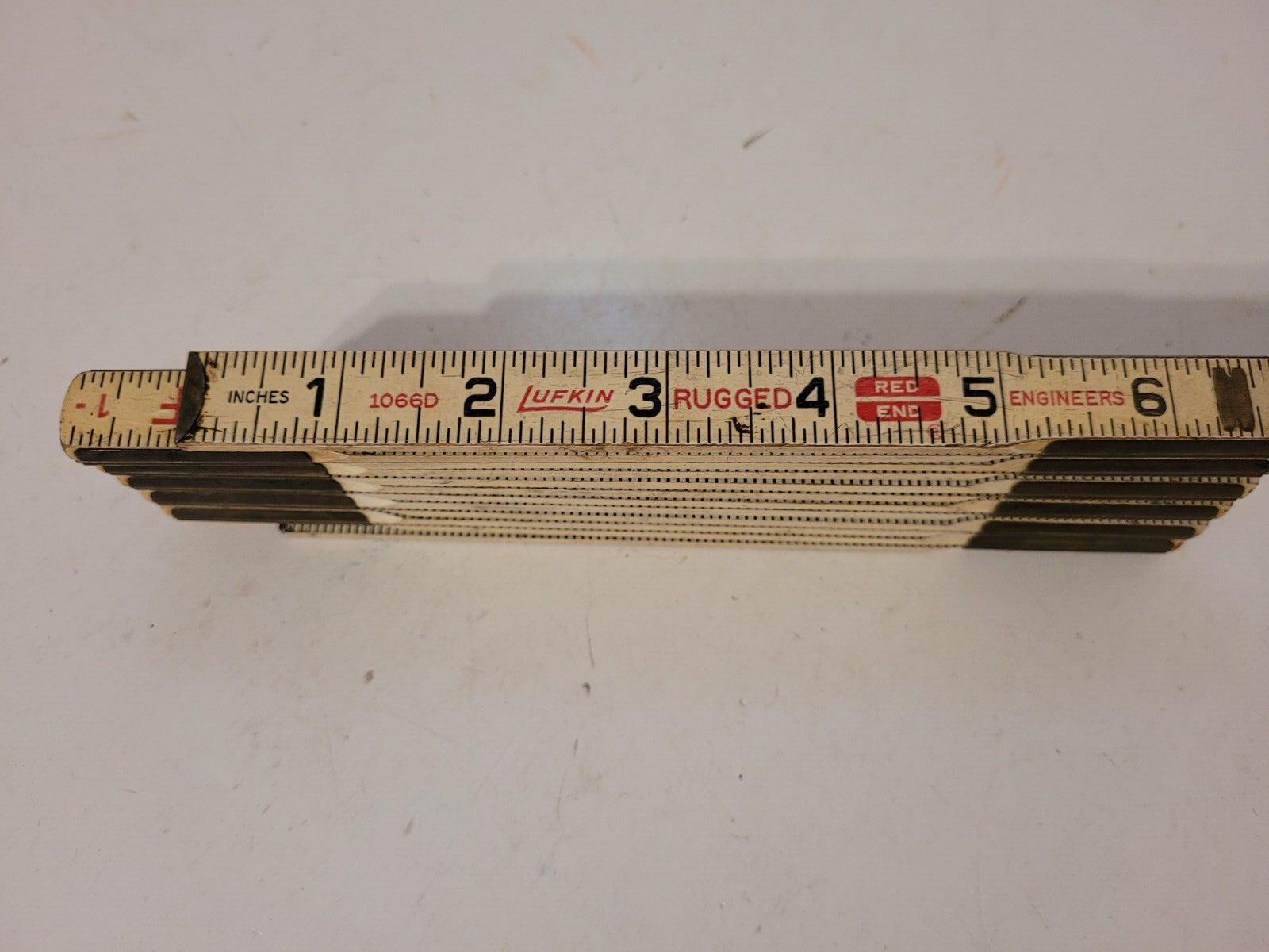 Vintage 1066D Lufkin 6' Ruler Red Folding Rugged Wood Engineers Brass ...