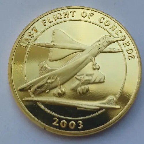 Last Flight of Concorde 2003 Commemorative Gold Coin Airliner Aeroplane ...