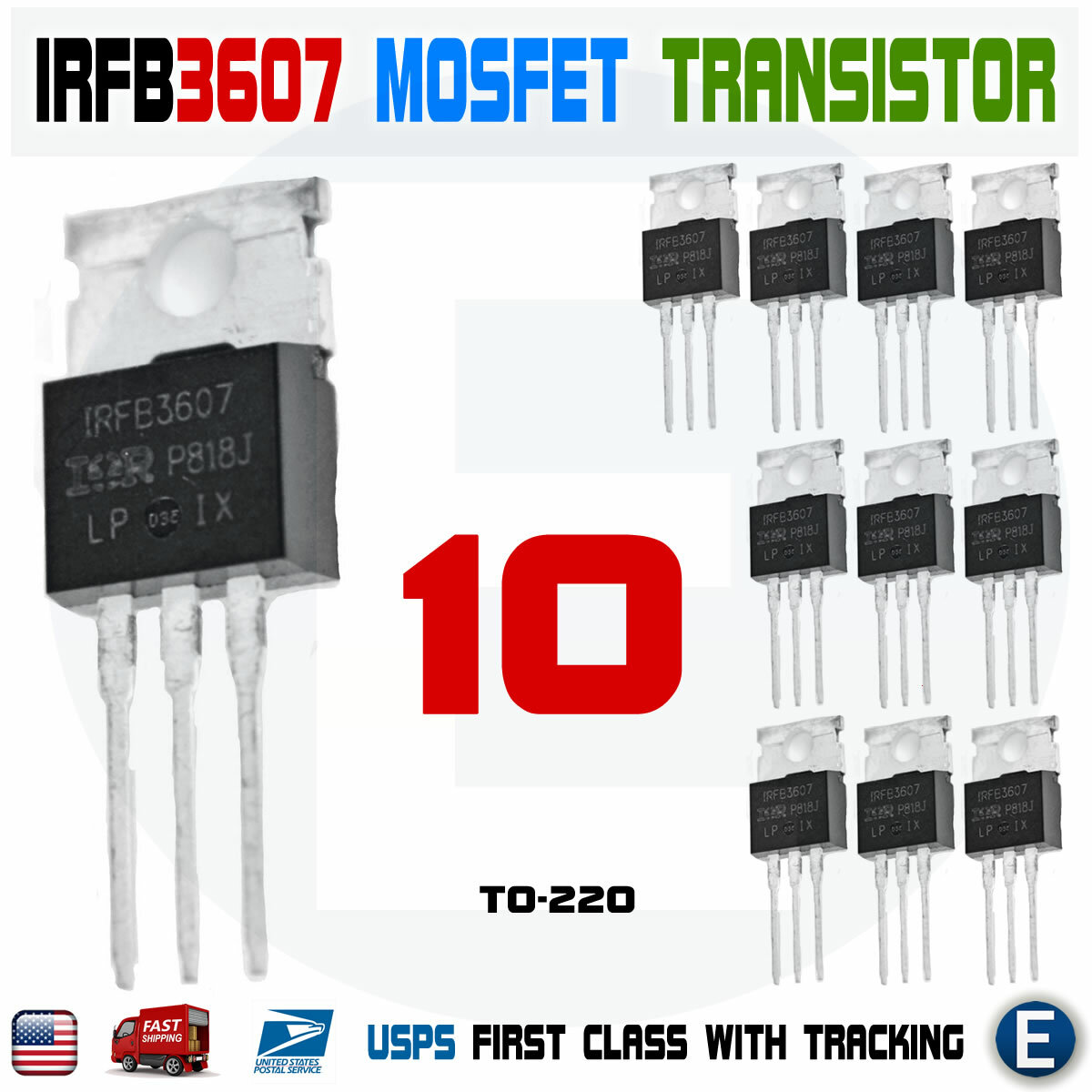 10PCS IRFB3607PBF IRFB3607 Mosfet N-Channel 75V 80A TO-220 Transistor ...