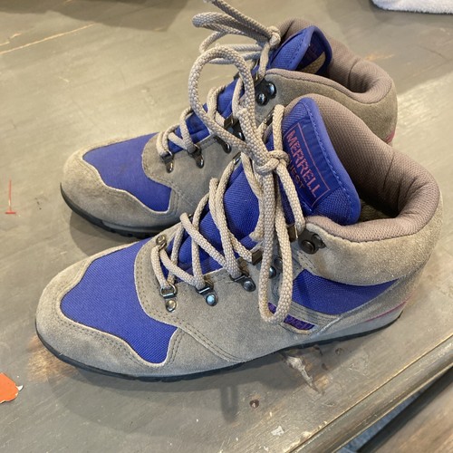 Vintage Merrell Quest Boots Womens 7 Blue Gray Pink Suede Air Cushion ...