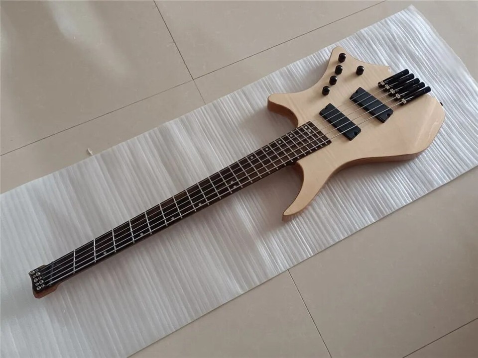5 Strings Bass Guitar Fanned Frets Roasted Maple Neck Ash Body Electric ...