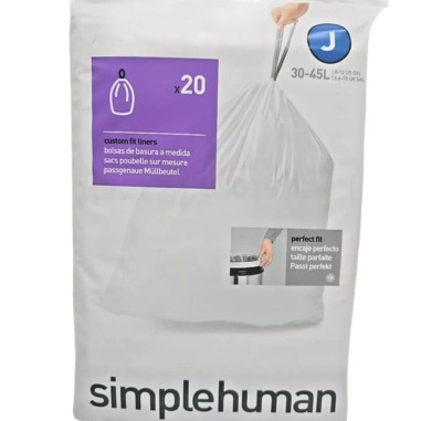 5 Pack SimpleHuman "J" Custom Fit Liners Trash Bags, 30-45L, 8-12 ...