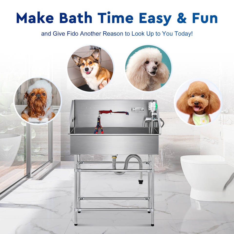 CO-Z 34/50" Pet Dog Grooming Bath Tub /Table Wash Station Professional ...