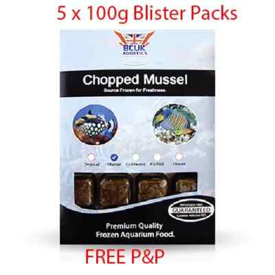 BCUK Frozen Fish Food- 5 x 100g Blister Packs-Chopped Mussel --FREE P&P ...
