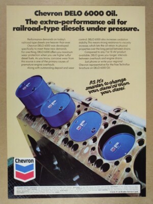 1980 Chevron DELO 6000 Oil for Railroad-type Diesels vintage print Ad ...