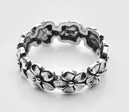 Sterling Silver Eternity Tropical Plumeria Band Ring Hawaii Flower 925 ...