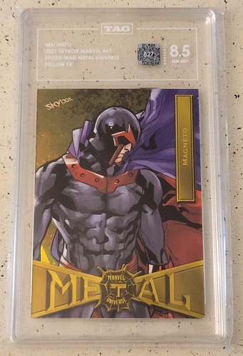 2021 Skybox Marvel Spider-Man Metal Universe #47 Magneto Yellow FX TAG ...