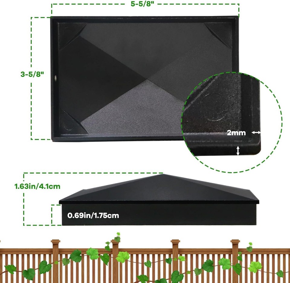 4x6 Aluminum Pyramid Post Caps Cover for 4x6 Nominal Wood Post(Actual 3 ...