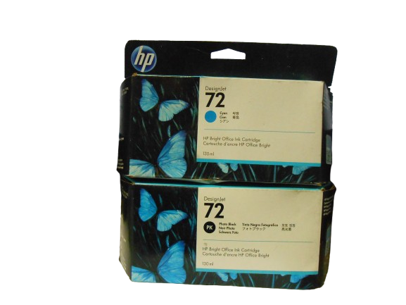 Lot Of 2 HP Designjet 72 ink Photo Black C9370A/CYAN C9371A EXP-2018 ...