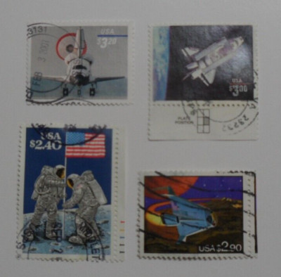 STAMPMART : USA 4 DIFFERENT HIGH VALUE USED STAMPS - SPACE SHUTTLE MOON LANDING | eBay