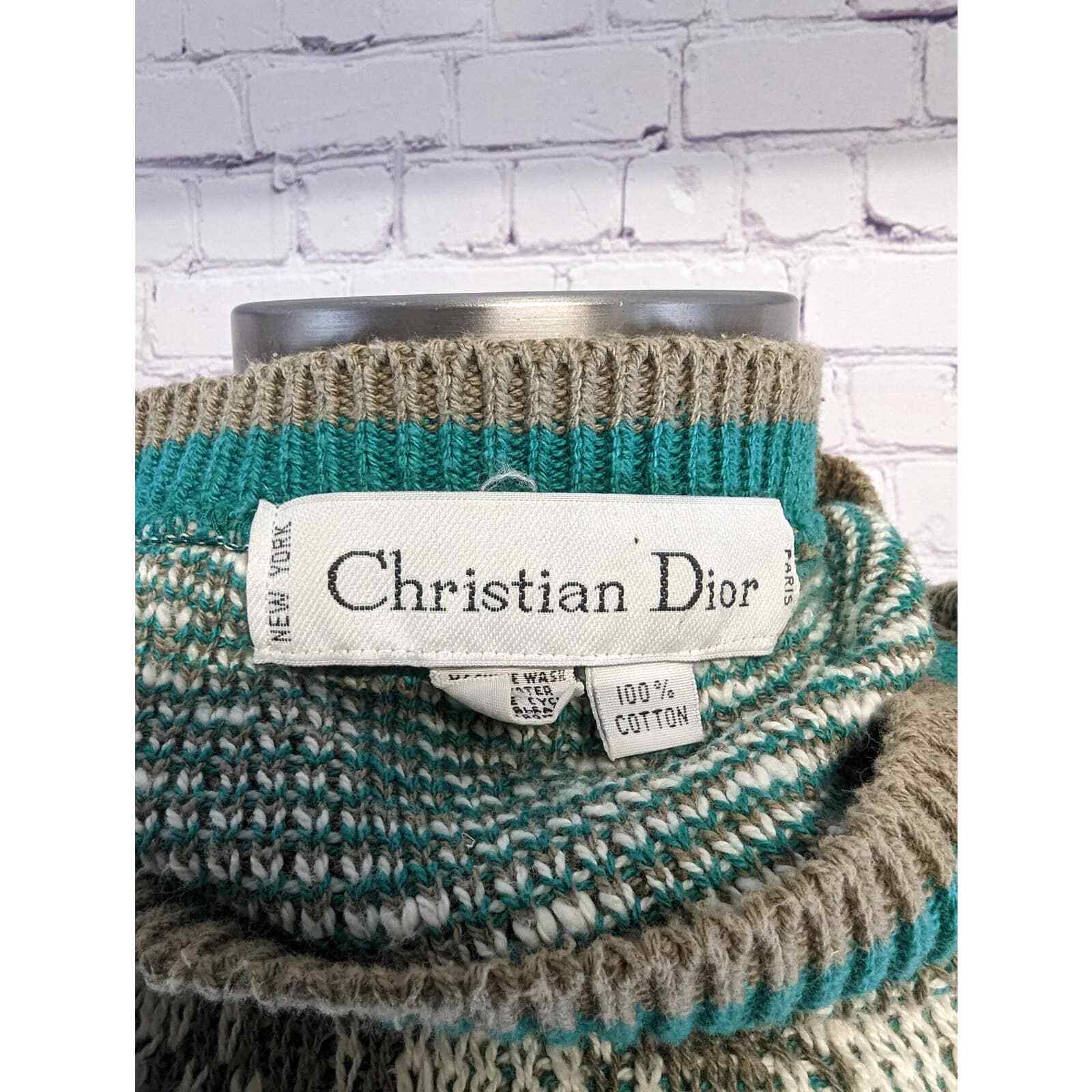 Vintage Christian Dior Diamond Pattern Cotton Sweater - Gem