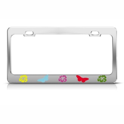 BUTTERFLY BUTTERFLIES FLOWERS Metal License Plate Frame Tag Holder | eBay