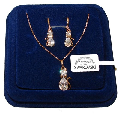 Set Collar y Pendientes Pl. Oro 18k, de Mujer Cristales de Swarovski ...