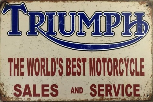 TRIUMPH Motorcycle Garage Rustic Look Vintage Tin Signs Man Cave, Shed ...