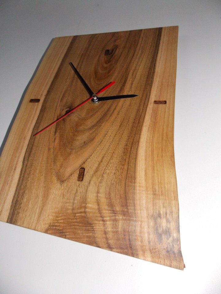 Wall wood clock NUT Natural solid handmade, Wooden home art decor gift ...