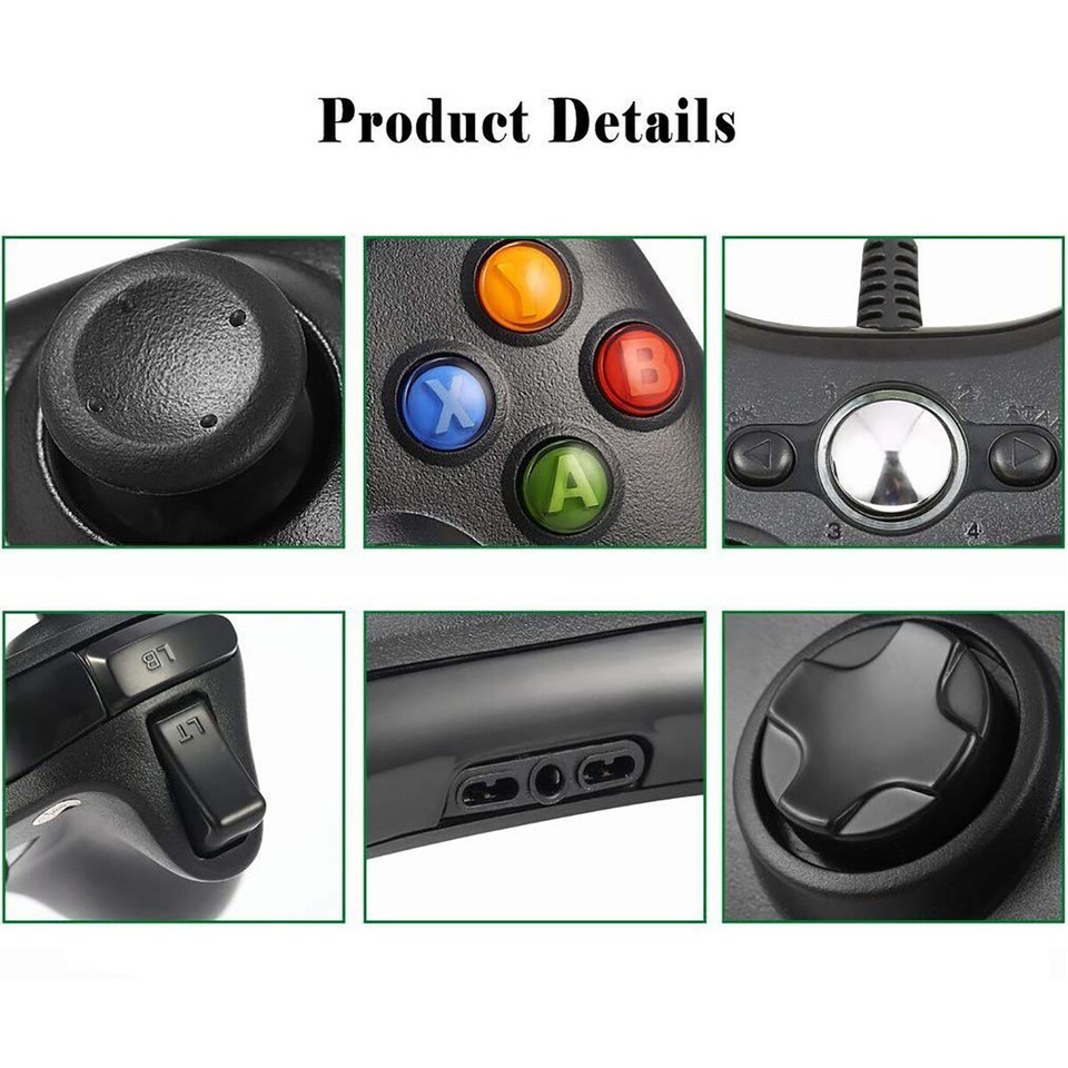 2 Pack USB Game Pad Controller For Microsoft Xbox 360 Console PC ...