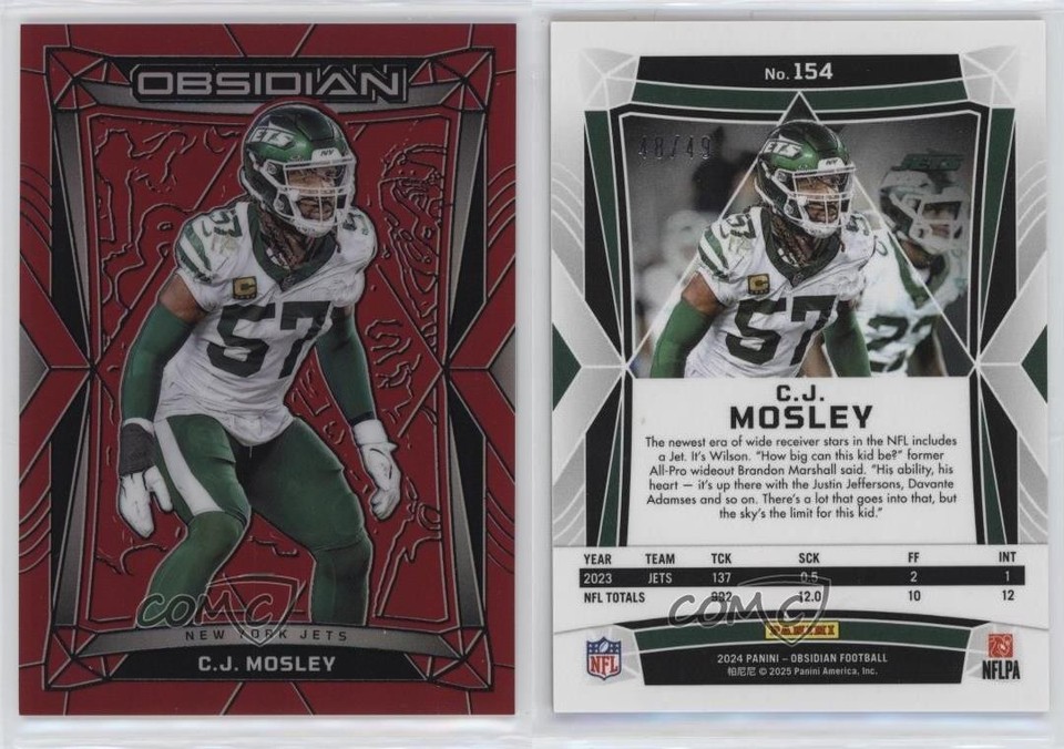 2024 Panini Obsidian Red 48/49 CJ Mosley #154 1o4i | eBay
