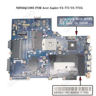 NBN6Q11001 For Acer Aspire V3-771 V3-771G Motherboard VA70/VG70 GT710M ...