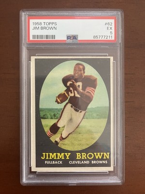 1958 Topps Jim Brown Rookie RC #62 PSA 5 EX Browns HOF SUPER SHARP CARD ...