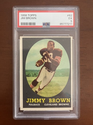 1958 Topps Jim Brown Rookie RC #62 PSA 5 EX Browns HOF SUPER SHARP CARD ...