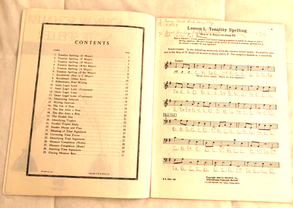 Vintage Piano Theory Workbooks John W. Schaum Note Speller Book One ...