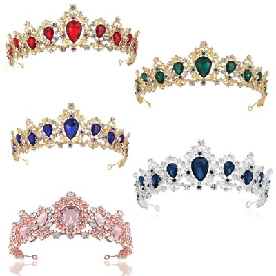 6cm Tall Drip Crystal Tiara Crown Wedding Bridal Queen Princess Prom ...