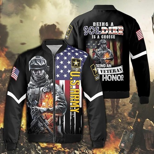 Being A Soldier Is A Choice Being An US Veteran Is Honor Bomber Jacket ...