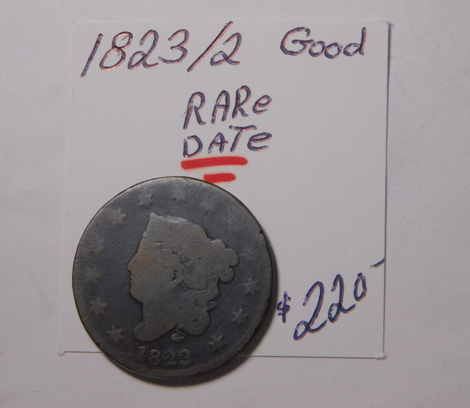 SCARCE 1823 / 2 LARGE CENT RARE KEY DATE !!!!!- ONLY $105.00 ...