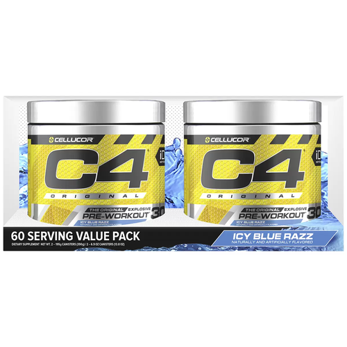 2 x 195g Cellucor C4 ID Series 60 Serve Pre Workout Supplement Icy Blue ...
