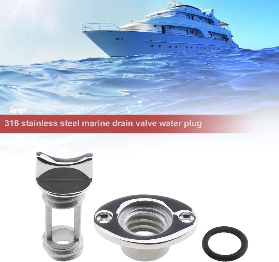 2X Marine Drain Plug Stainless Boat Drain Plug Kit Oval w/ Waterproof ...
