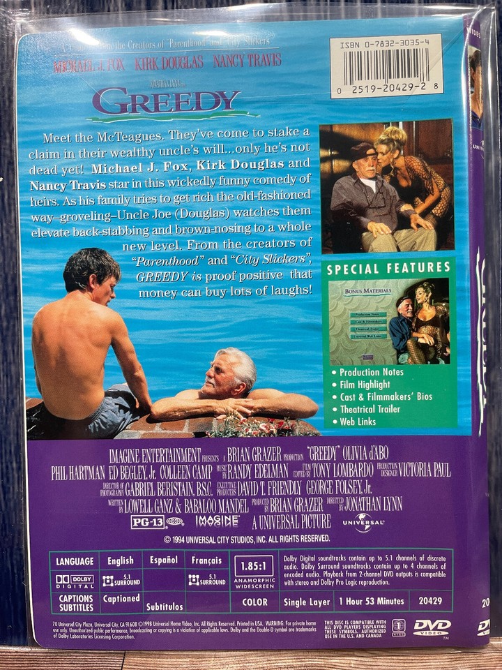 Greedy (DVD Slimpack, 1994) Michael J. Fox *Ships Flat* 25192042928 | eBay