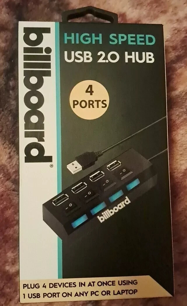 Billboard USB 2.0 High Speed 4-Port Splitter Hub NEW Factor Sealed PC ...