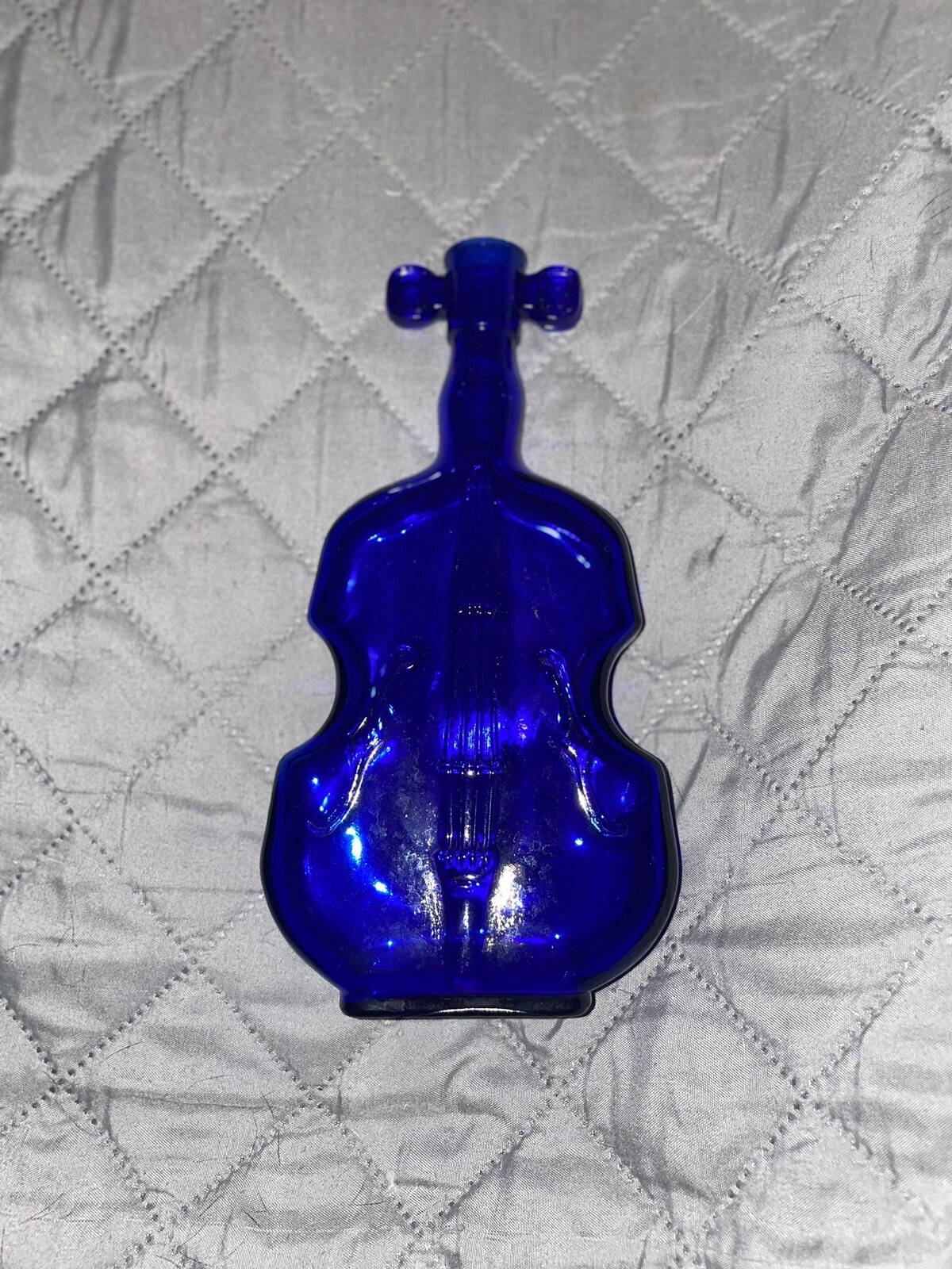 Vintage 8" Cobalt Blue Glass Bottle / Vase Cello Violin Fiddle Shaped ...