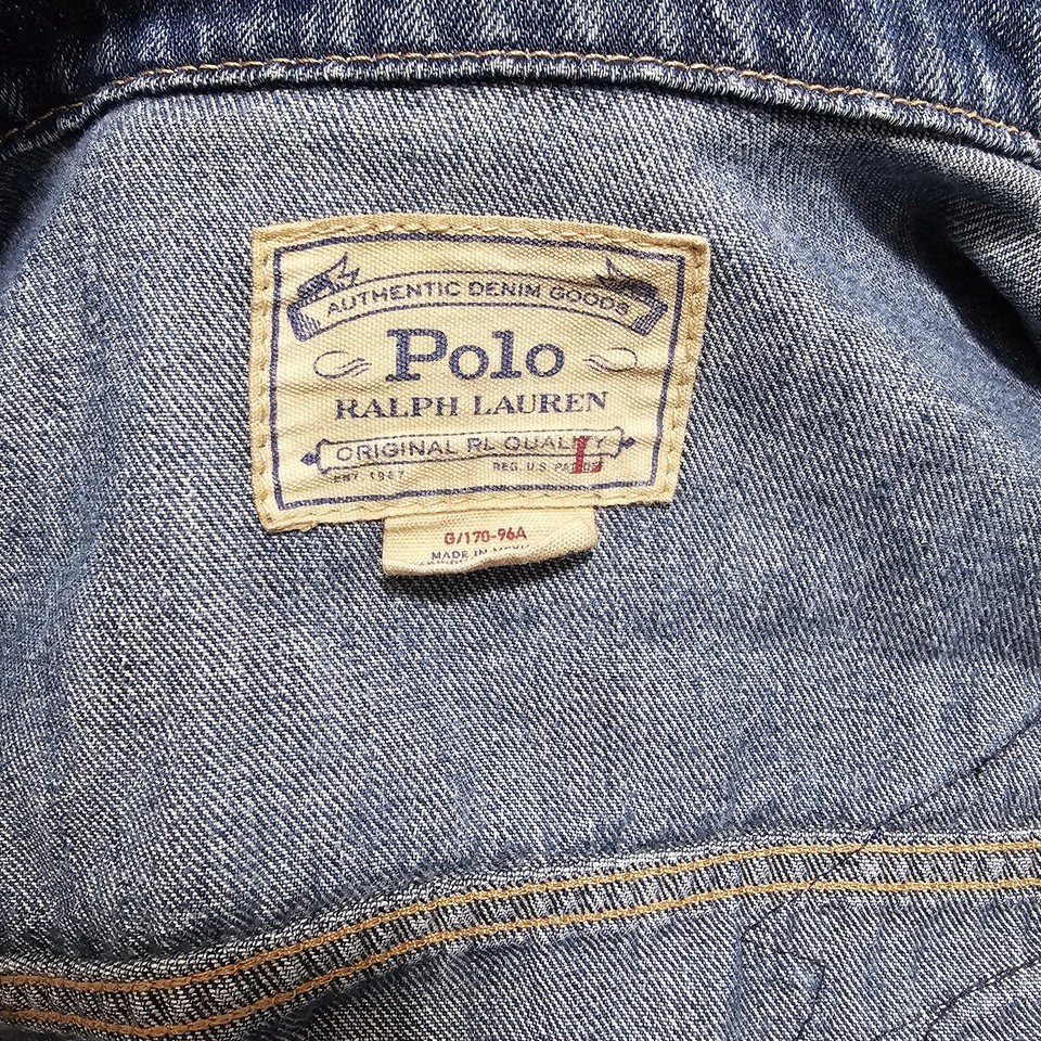 Womens Polo Ralph Lauren LG Trucker Patches Denim Jacket RRL Rugby ...
