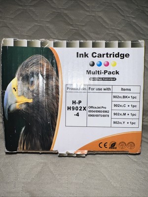 902XL Black CMY Combo 4 Pack Ink Cartridge Replacement for HP 902 XL ...