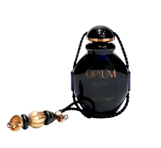 Vintage Yves Saint Laurent OPIUM 1/2 oz Parfum Cobalt Blue Bottle RARE ...