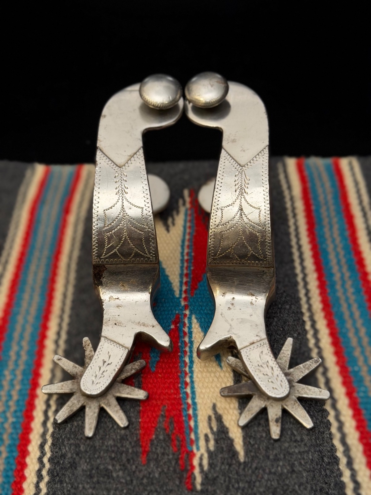 NICE Pair Of KELLY Silver Overlaid Engraved Spurs | eBay