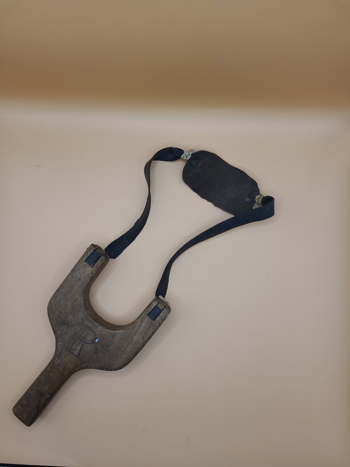 HANDMADE Vintage Slingshot Wood w Rubber and Leather USED Good ...