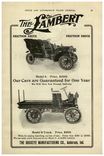 1906 PAPER AD The Lambert Car Auto Automobile Anderson Ind 1907 Pope ...