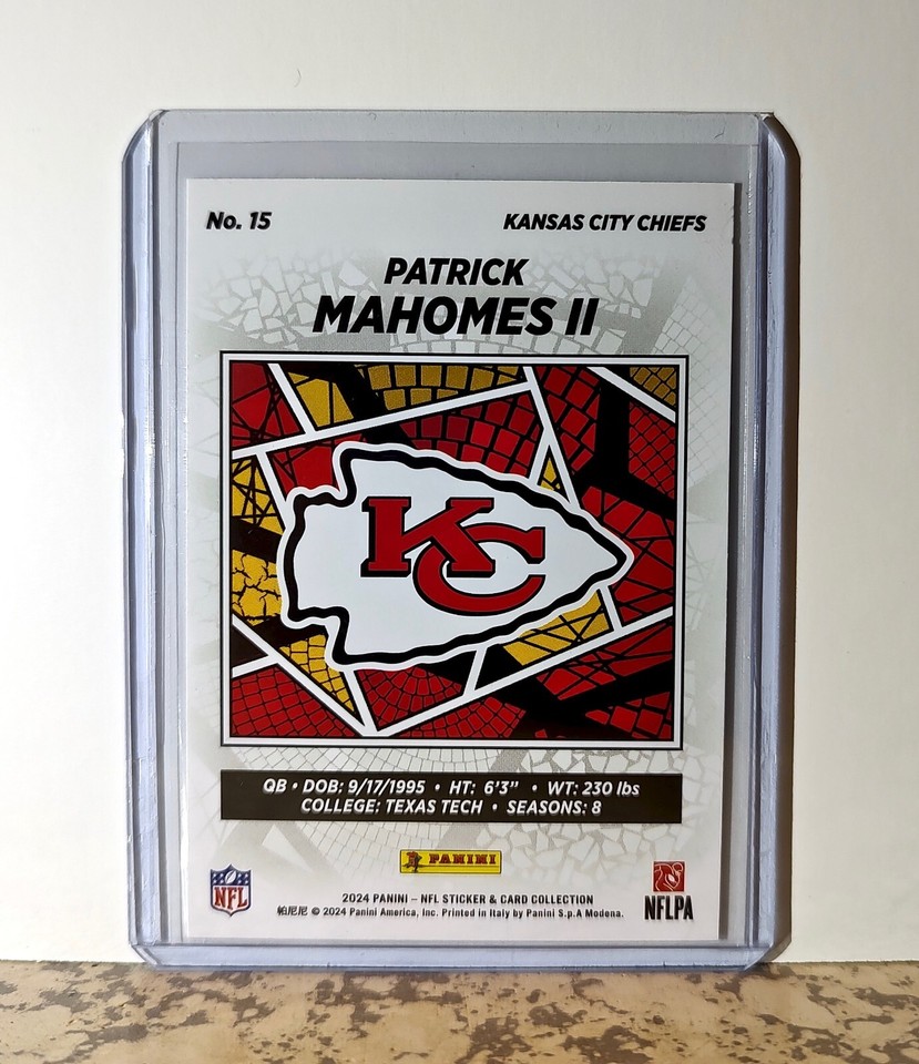 Patrick Mahomes II 2024 Panini NFL #15 Sticker Card Kansas City Chiefs ...