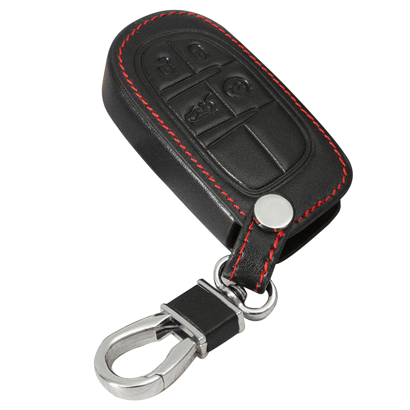 Black Leather Car Key FOB Protective Case Cover Shell For Jeep Grand ...