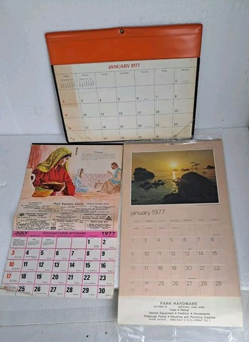 Lot of 3 Vintage 1977 Calendars Wall Hanging / Desk Advertisements | eBay