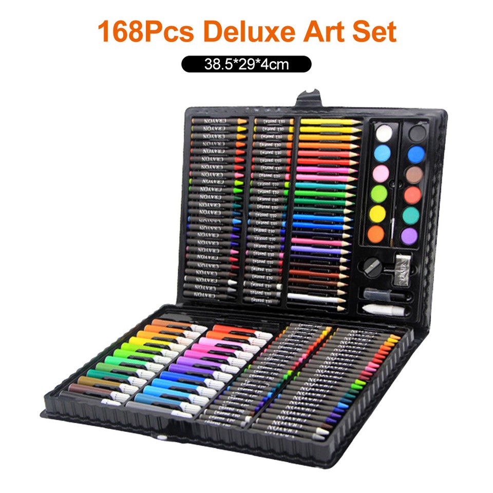 EZGO 168pcs Drawing Pen Art Set Kit Color Pencils Crayon Oil Pastel ...