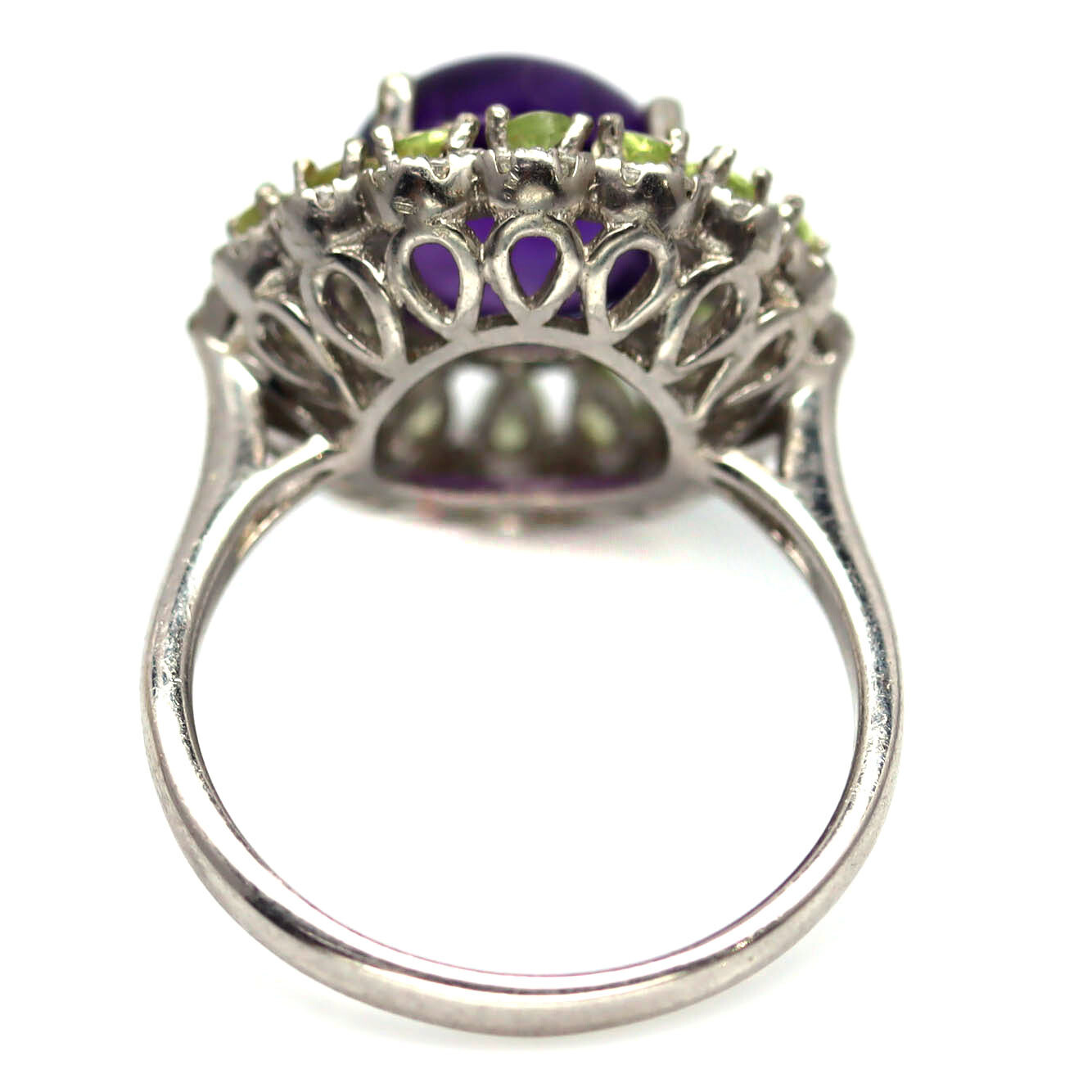 Unheated 9 MM. Purple Amethyst & Green Peridot Jewelry Ring 925 Silver ...