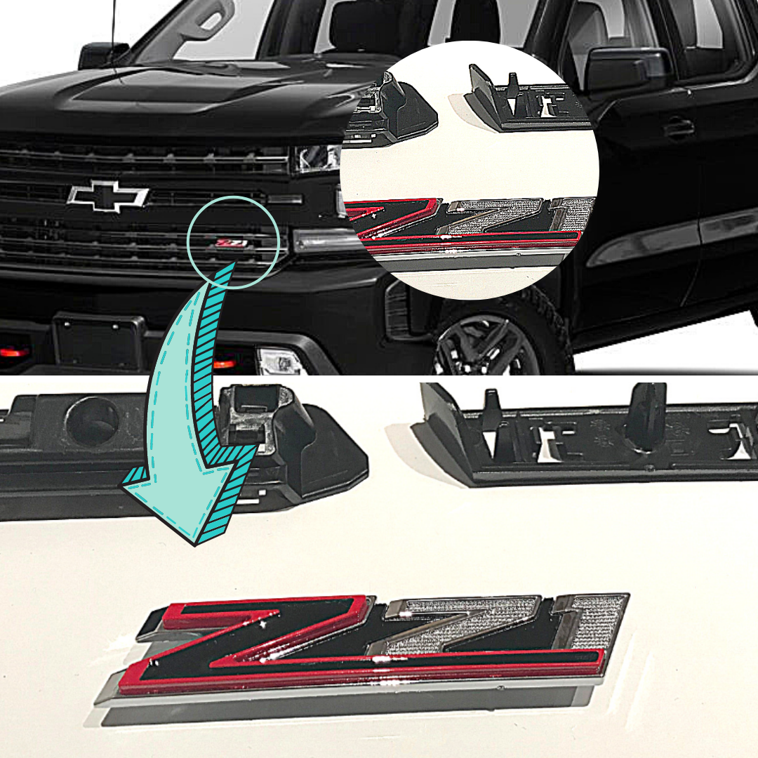 Z71 Grille Emblem Chrome Red Silverado 1500 2500HD3500HD Colorado Tahoe ...
