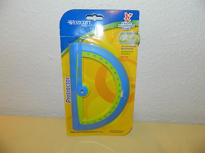 NEW SEALED BLUE ON GREEN WESTCOTT KLEEN EARTH PLASTIC PROTRACTOR RULER ...