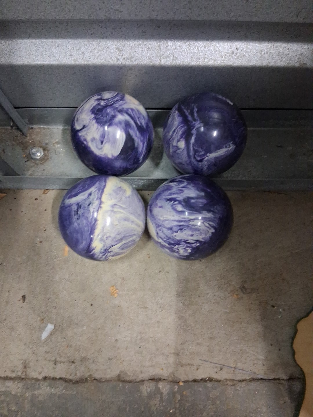 (4) Vintage purple swirl rubber duckpin bowling balls EPCO Paramount ...