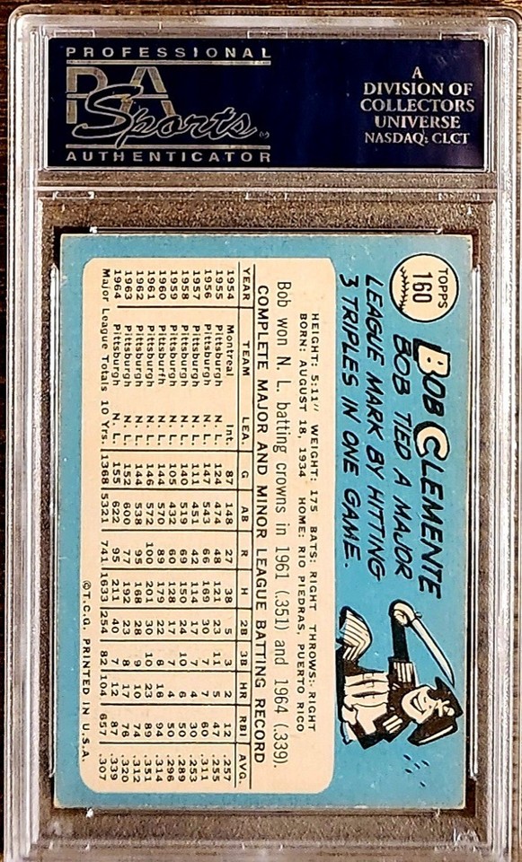 1965 Topps #160 Roberto Clemente PSA 5 EX Pirates HOF | eBay