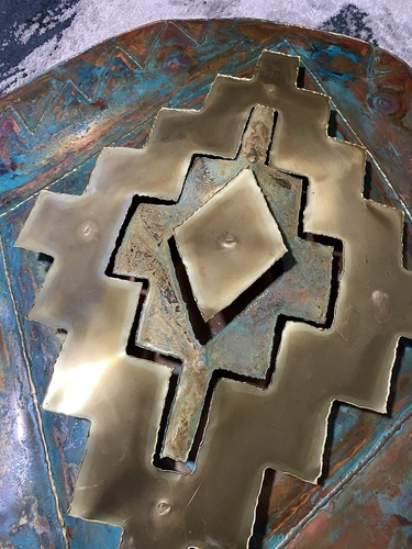 GREG GOWEN "SQUASH BLOSSOM SHIELD" COPPER WALL NATIVE ART MCM 1994 ...